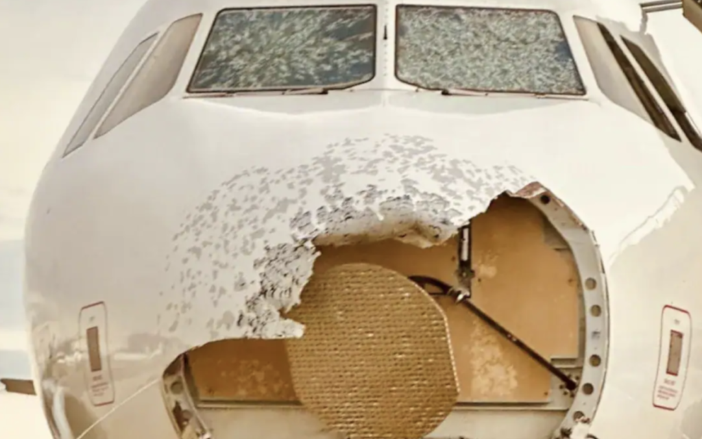 Austrian Airlines plane suffers major damage to nose, cockpit windows ...