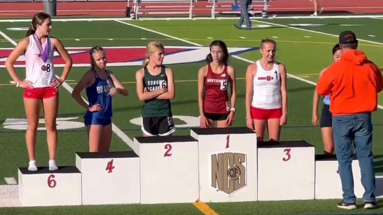 Watch: California teen female athlete poses on first-place podium after ...
