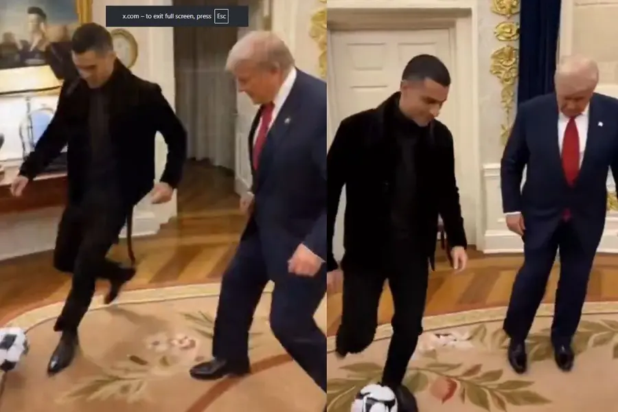 Trump Shares AI Video of Him Playing Football With Ronaldo in Oval Office